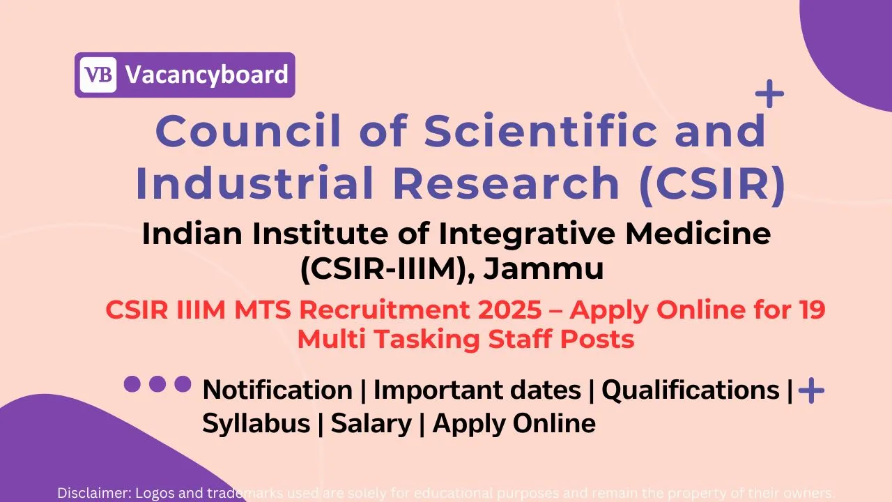 CSIR IIIM MTS Recruitment 2025 | Vacancy Board